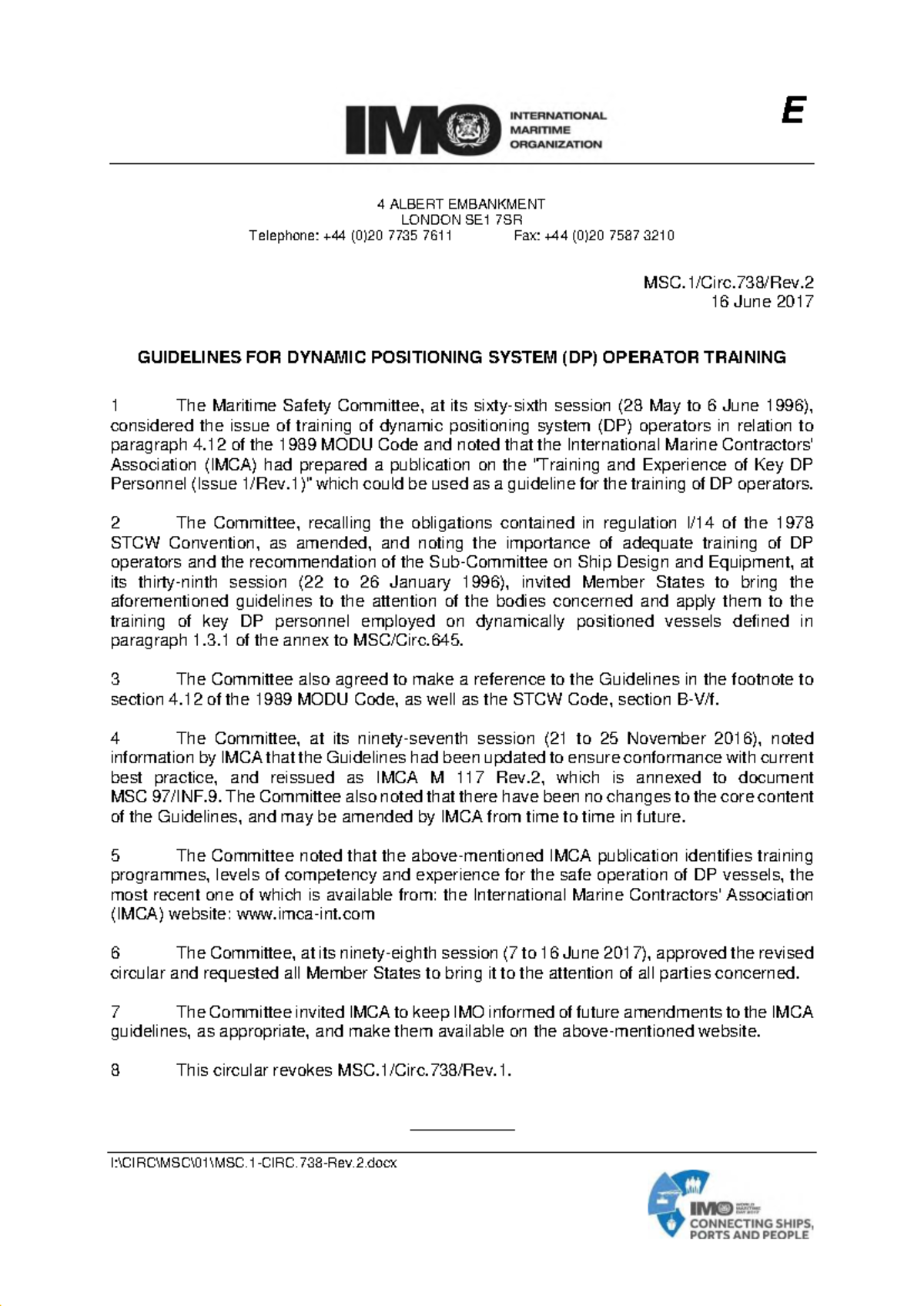 Guidelines for Dynamic Positioning System (DP) Operator Training - IMO ...
