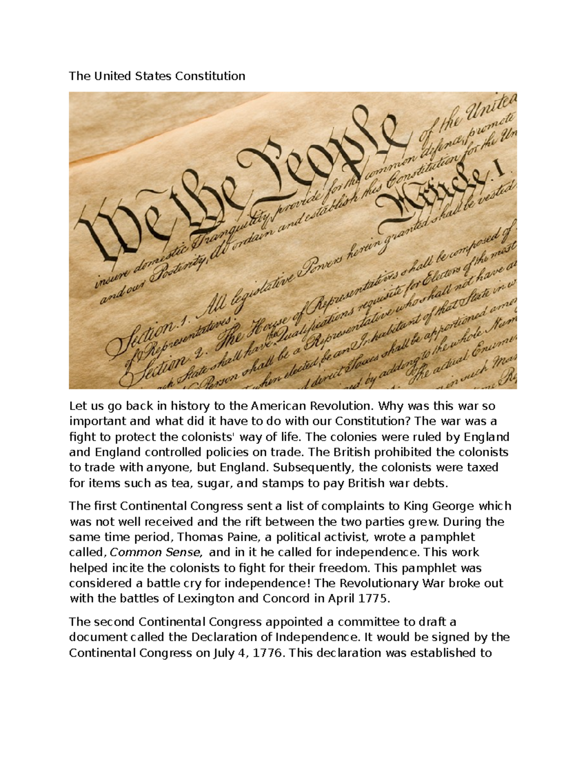 PoliSci 101: Understanding the U.S. Constitution and Federalism - Studocu