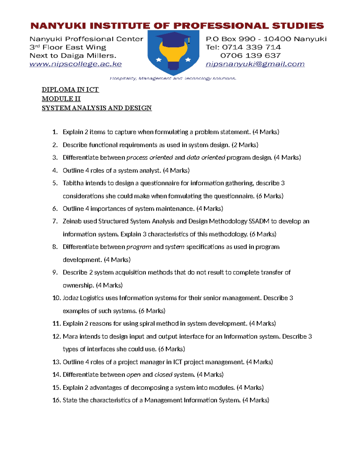 System Analysis & Design - Diploma in ICT Module II Notes - Studocu