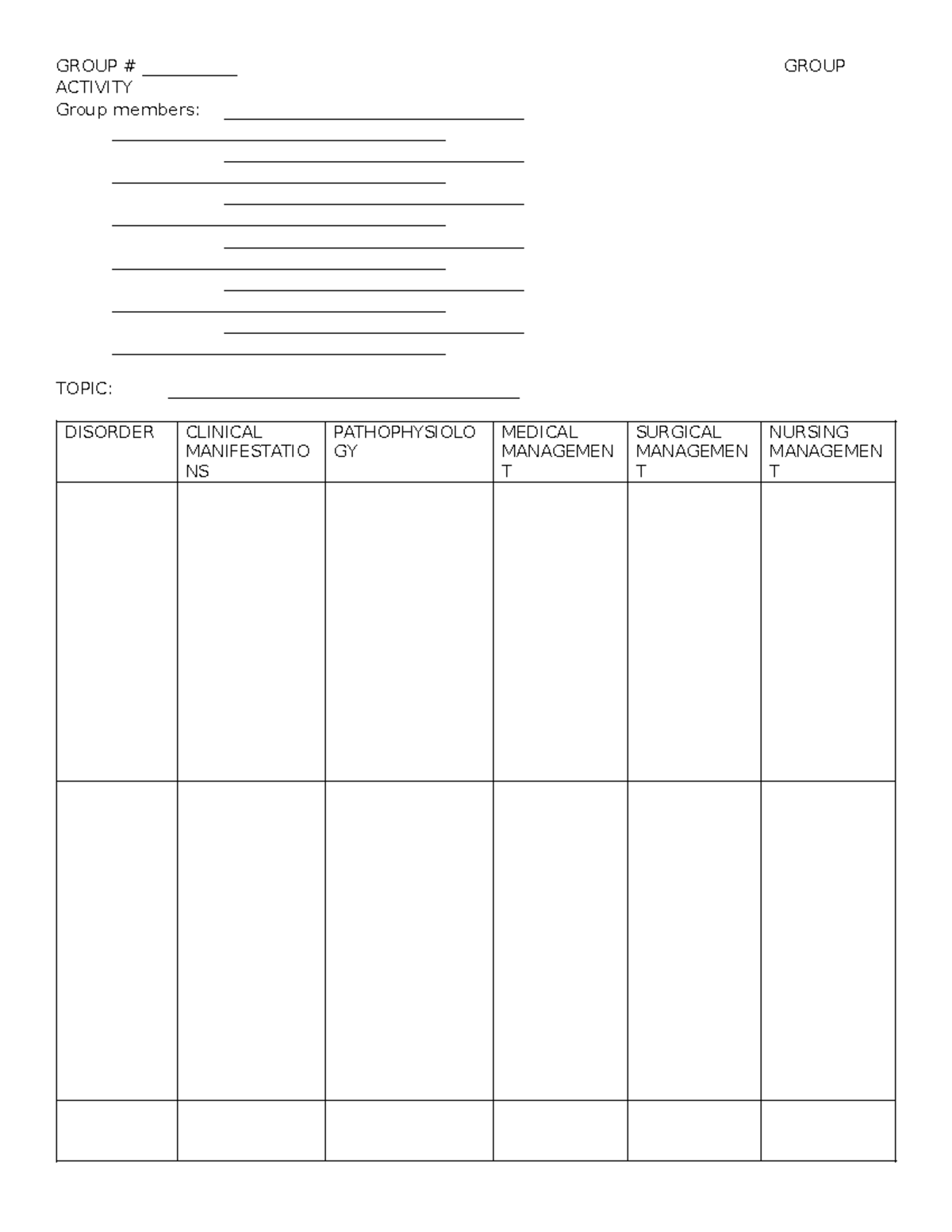 Group- Activity-1 - activity - GROUP # ___________ GROUP ACTIVITY Group ...