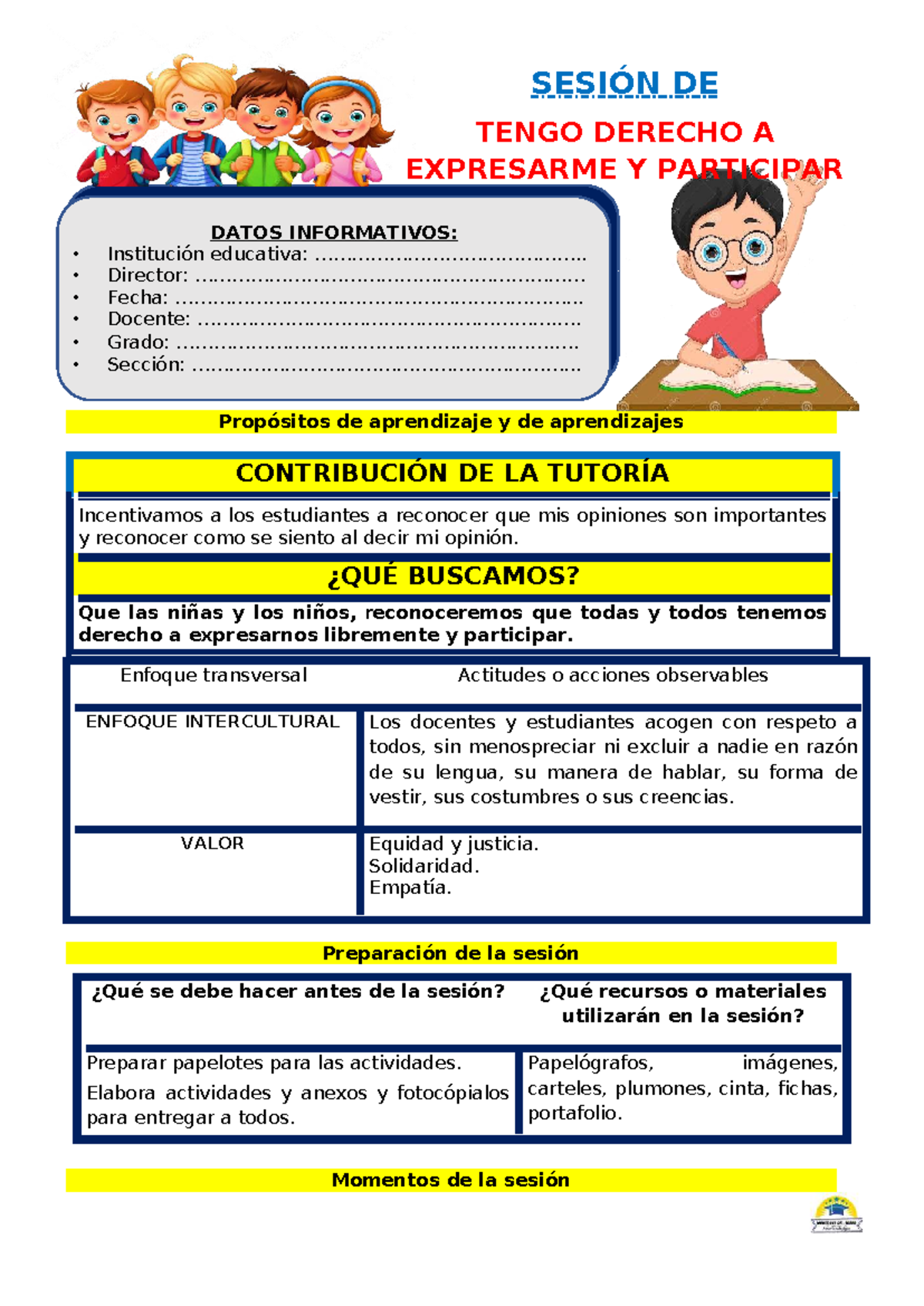 1° Sesión TUT: Tengo Derecho a Expresarme y Participar - Studocu