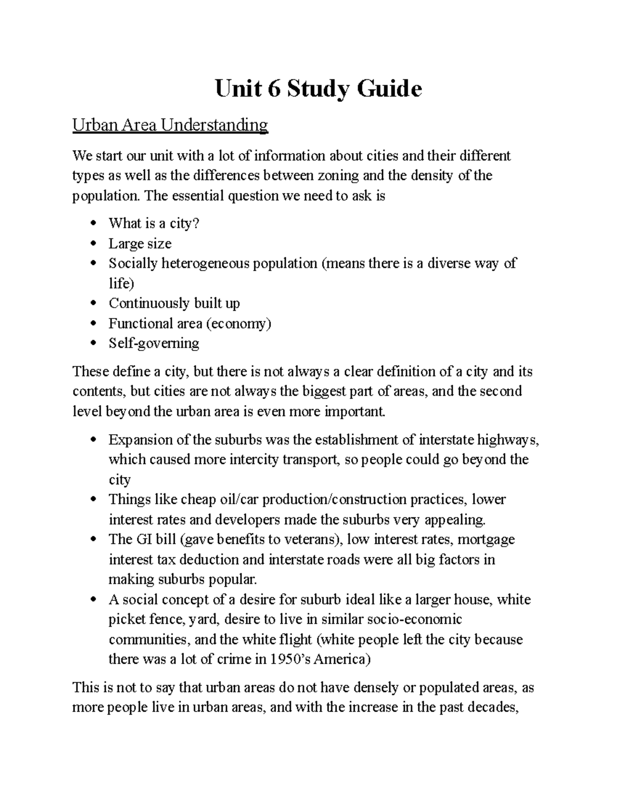 AP Human Geography Urban Development and Planning Study Guide - Unit 6 ...