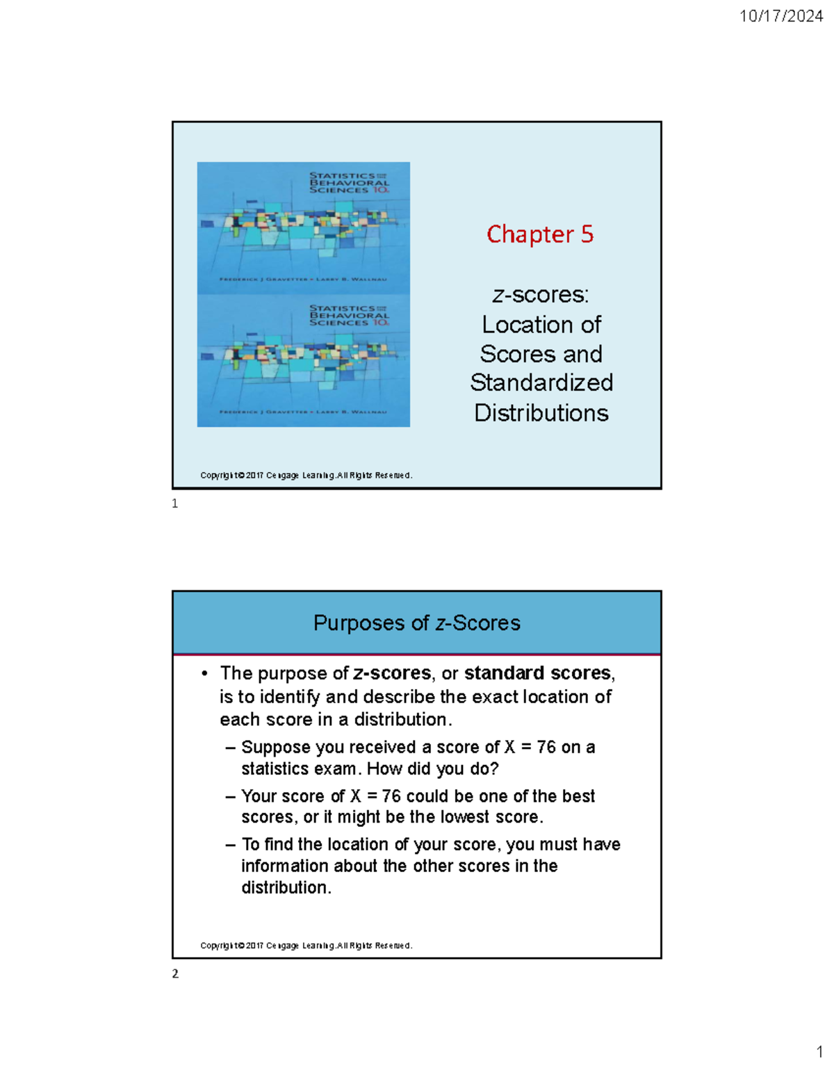 Chapter 5: Understanding z-Scores & Standardized Distributions - Studocu