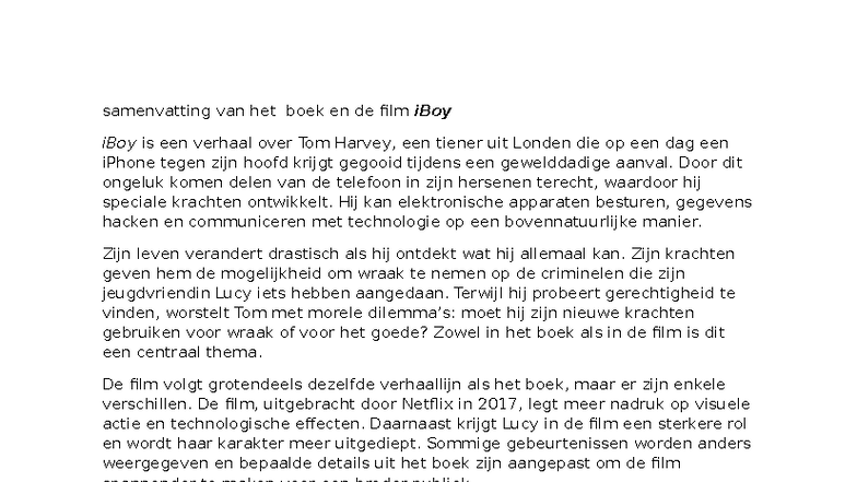 Samenvatting van het boek en de film iBoy: Van tiener tot held ...