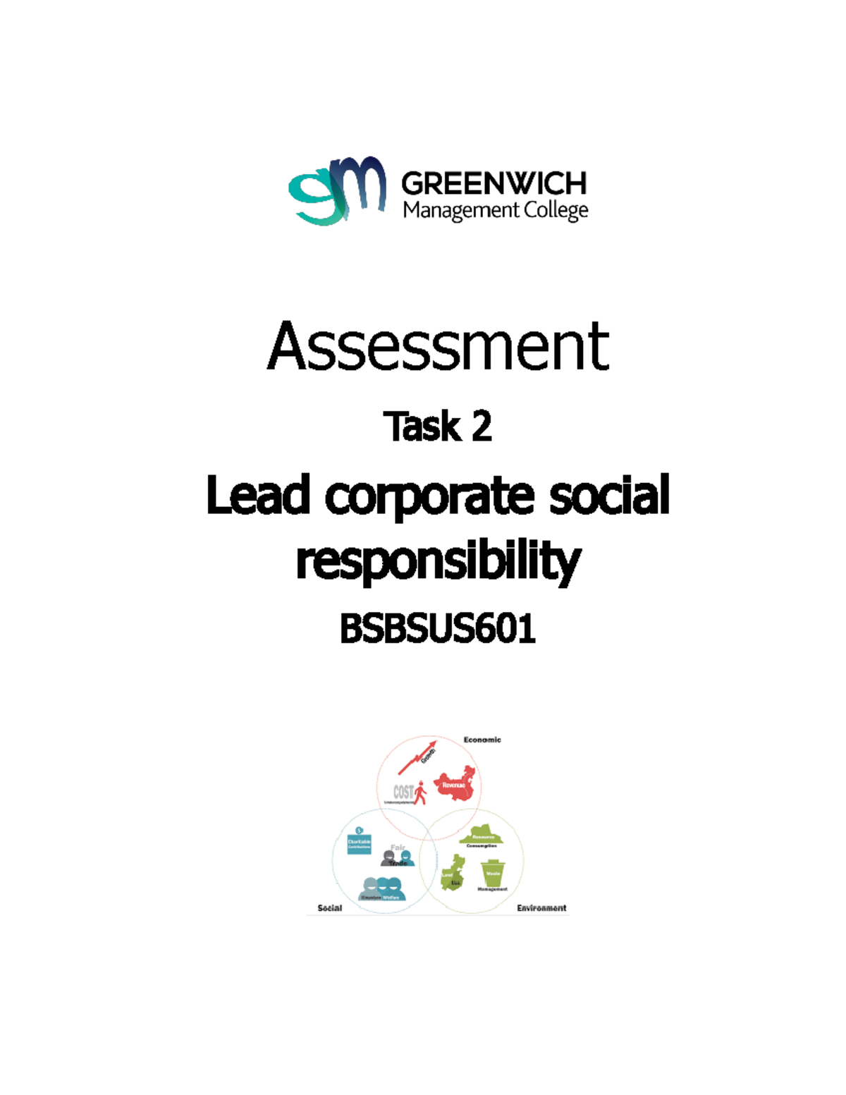 BSBSUS601 - Corporate Social Responsibility Assessment Task 2 - Studocu