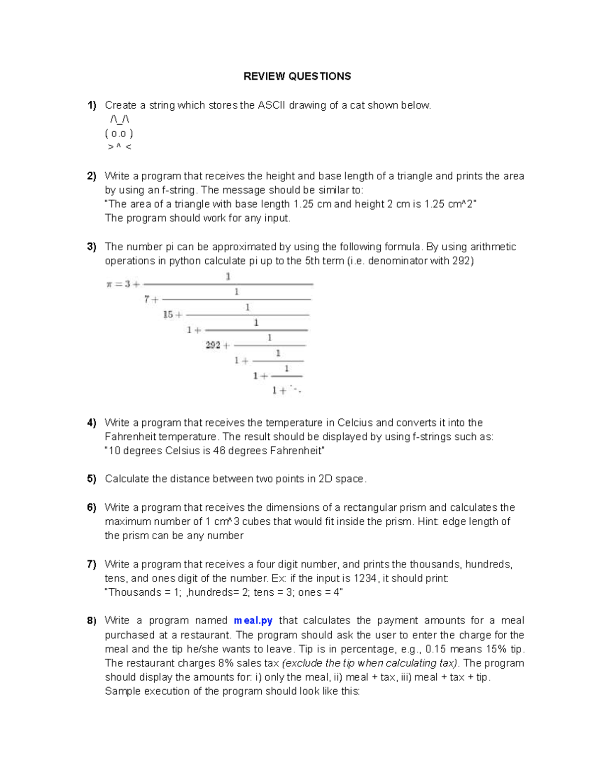 PQ1 - Python Programming Exercises and Solutions - Studocu