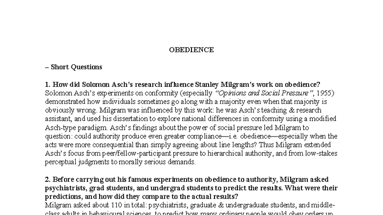 HPS110 Midterm Study Guide: Key Questions on Obedience and Prejudice ...