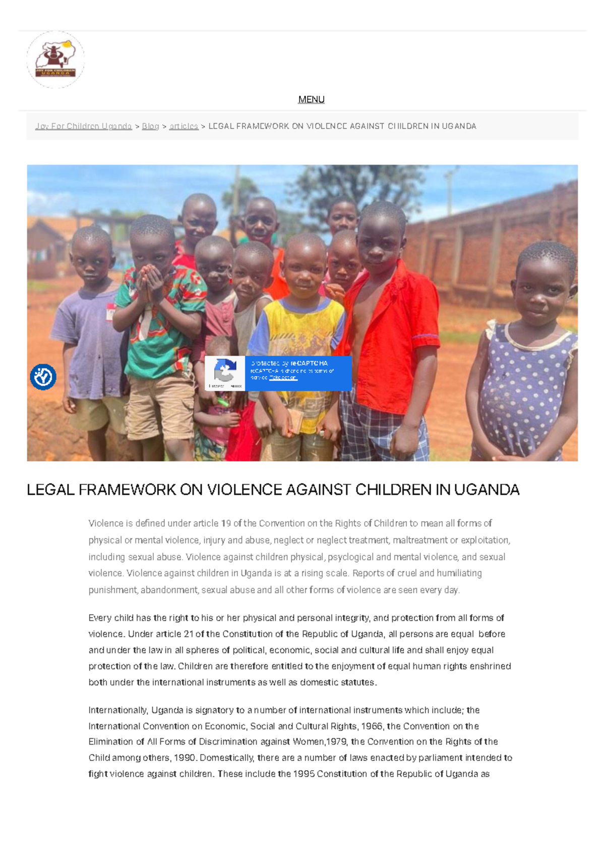 Legal Framework on Violence Against Children in Uganda: Rights and ...