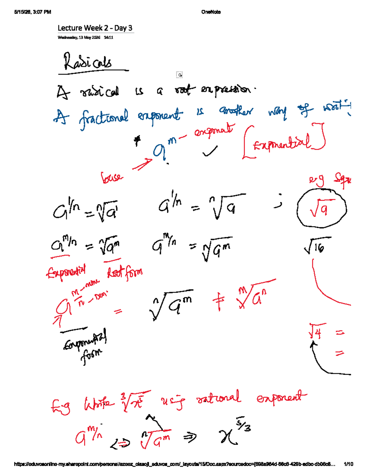 Week 2 Lesson 2 - Practice on Radicals and Exponents - Studocu