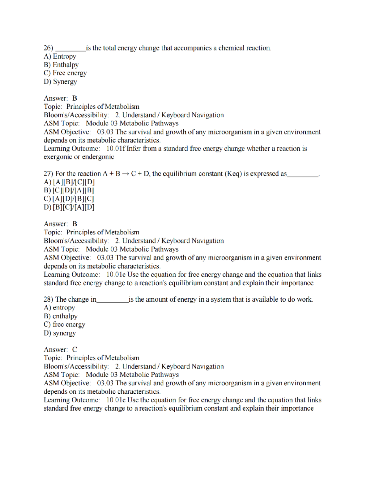Principles of Metabolism: Test Bank for Microbiology (ASM 03) - Studocu