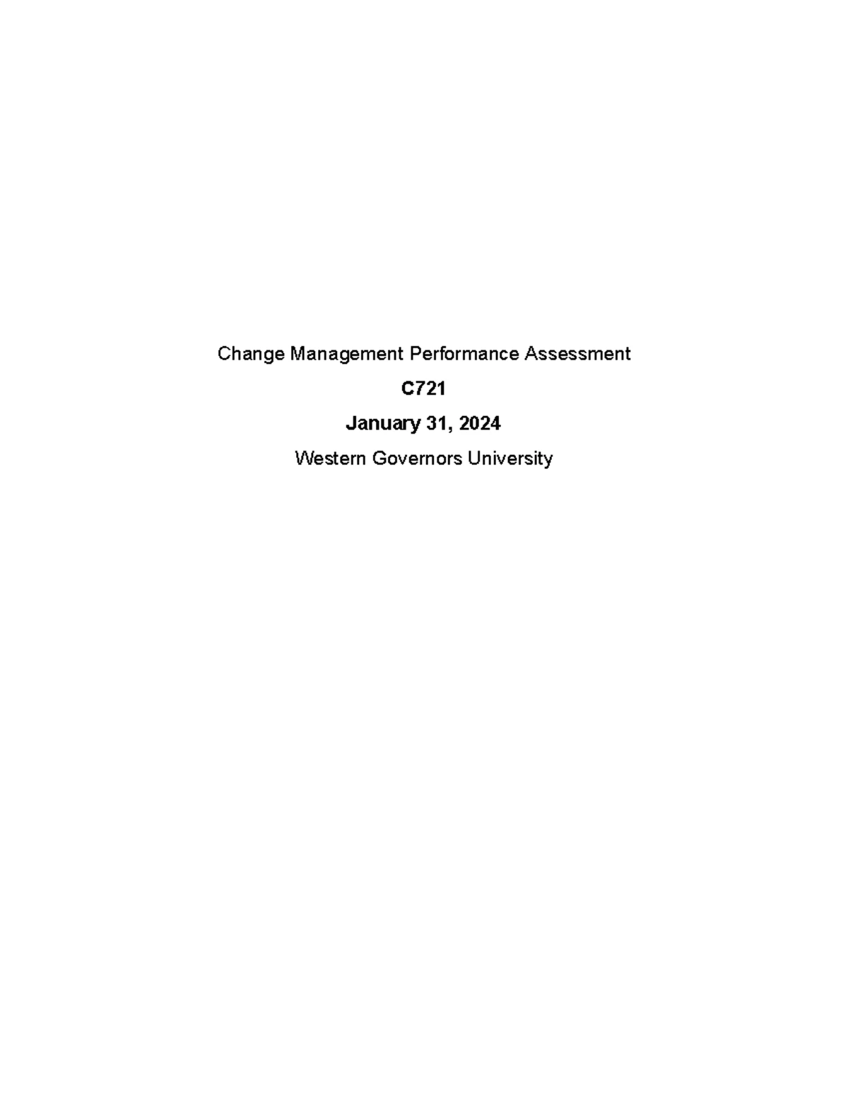 C721 Task 1: Change Management Performance Assessment and Strategies - Studocu