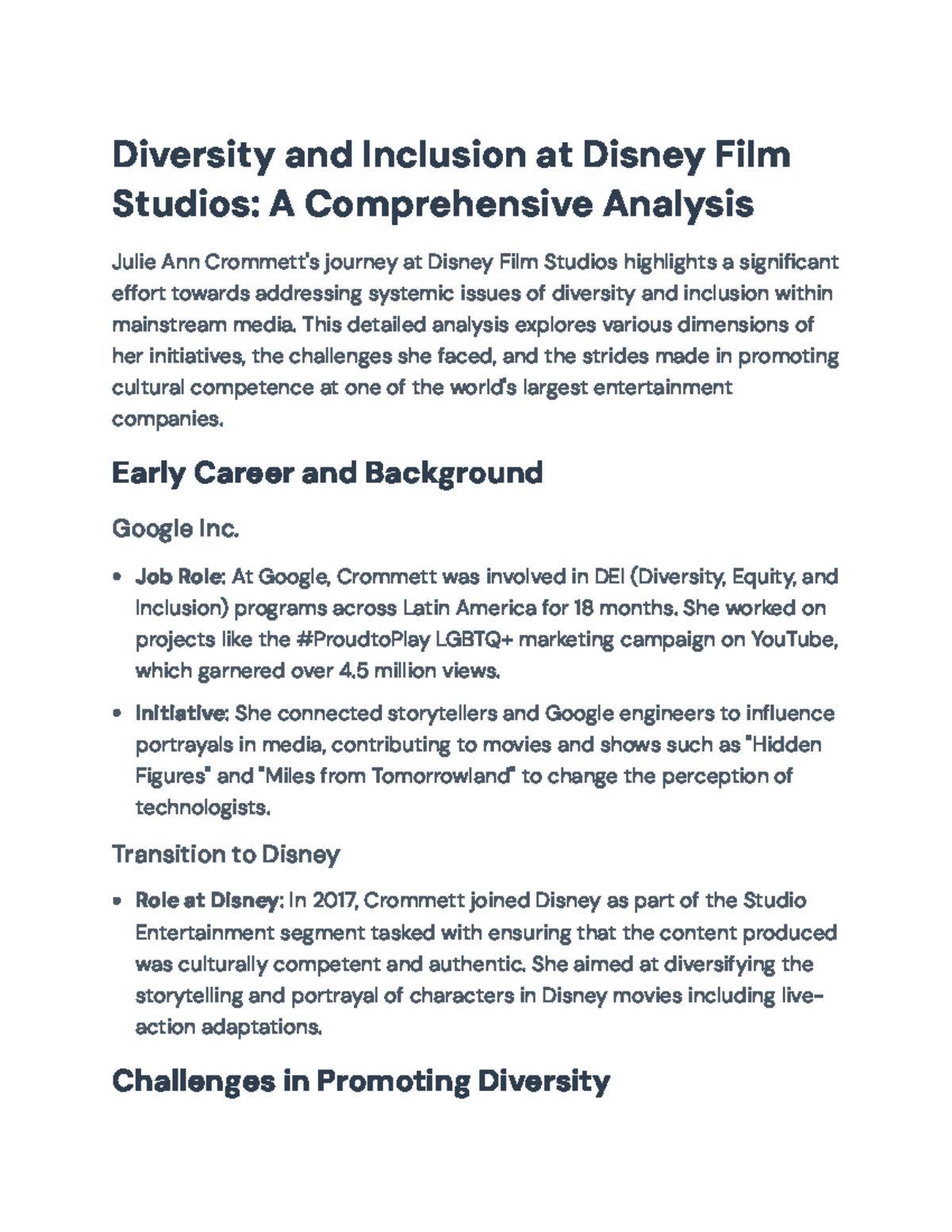 Diversity and Inclusion at Disney Film Studios: A Comprehensive ...