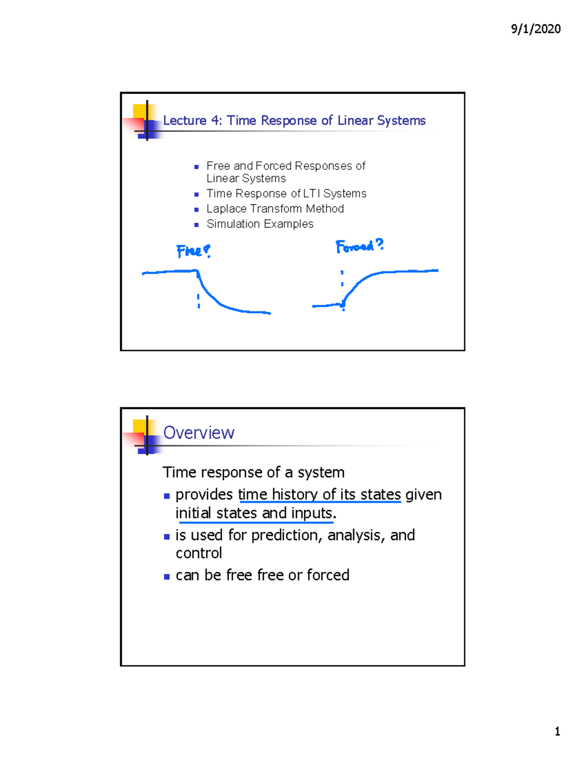 Lecture 4: Time Response of LTI Systems and Simulation Examples - Studocu