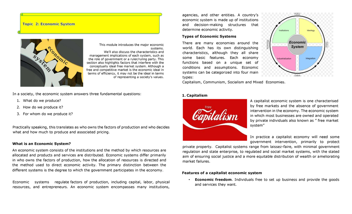 Econ 101: Understanding economic systems and their characteristics ...
