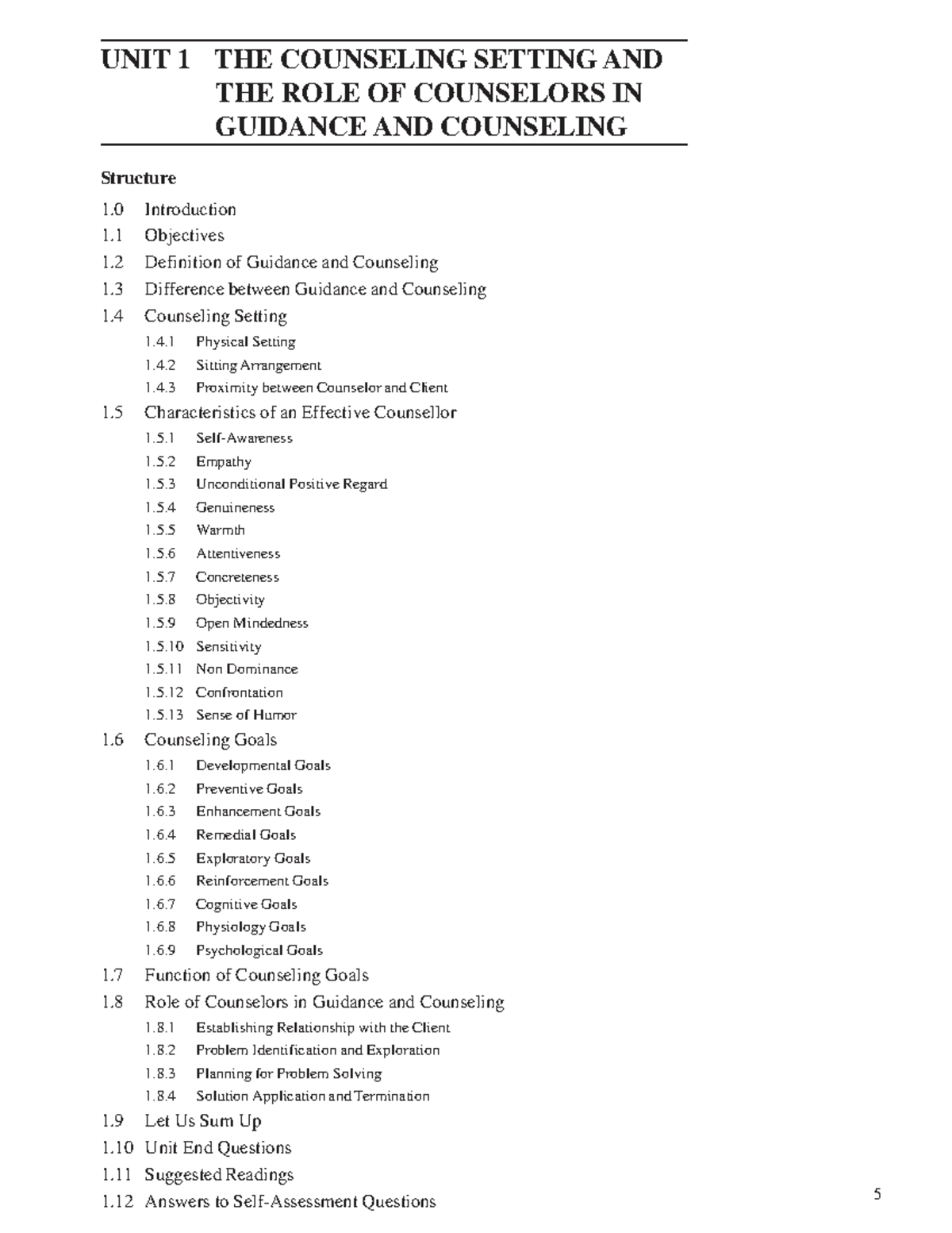 UNIT 1: The Counseling Setting & Role of Counselors in Guidance ...