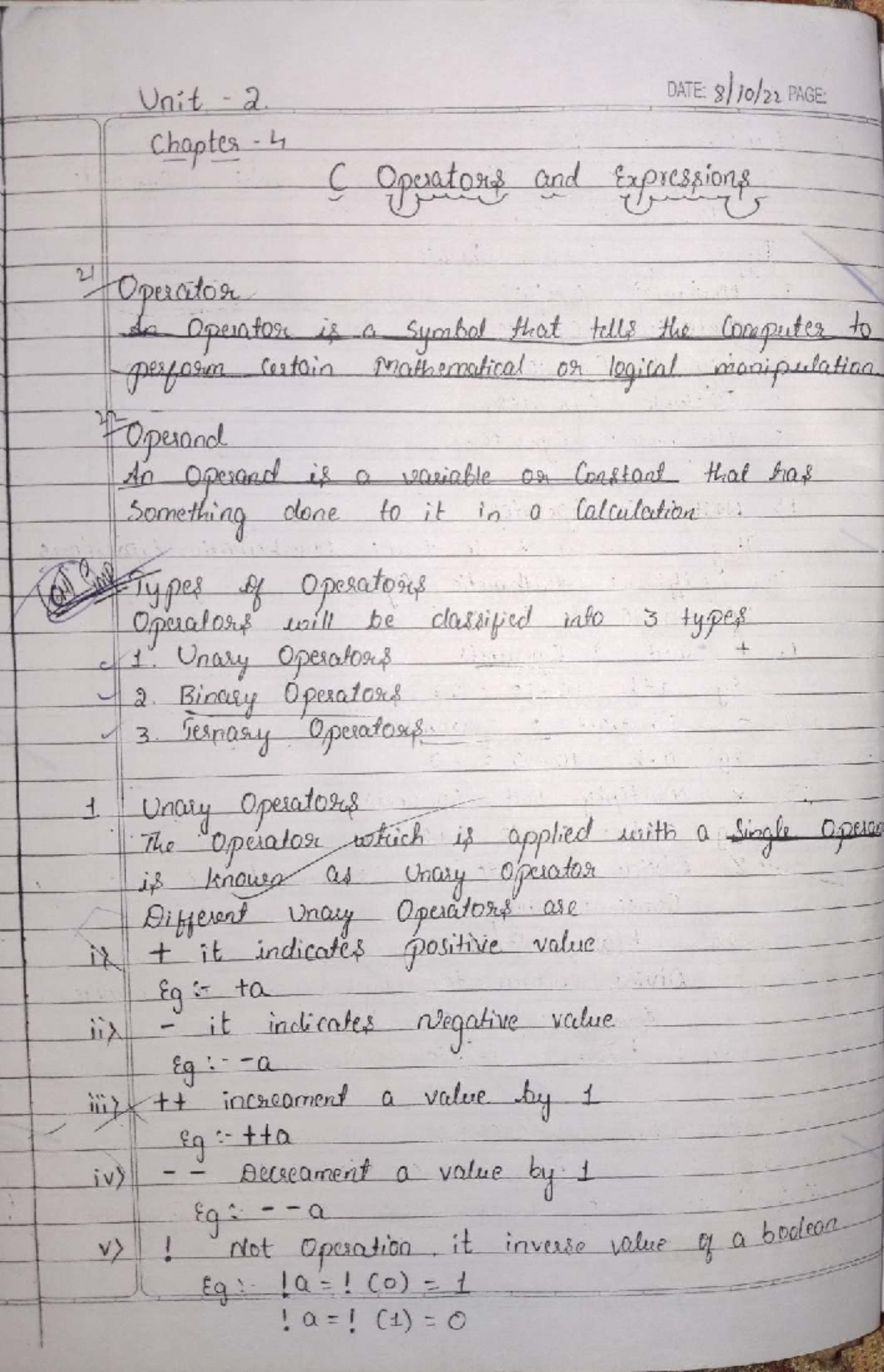 C Programming (CS101): Chapter 4 - Operators and Expressions Notes ...