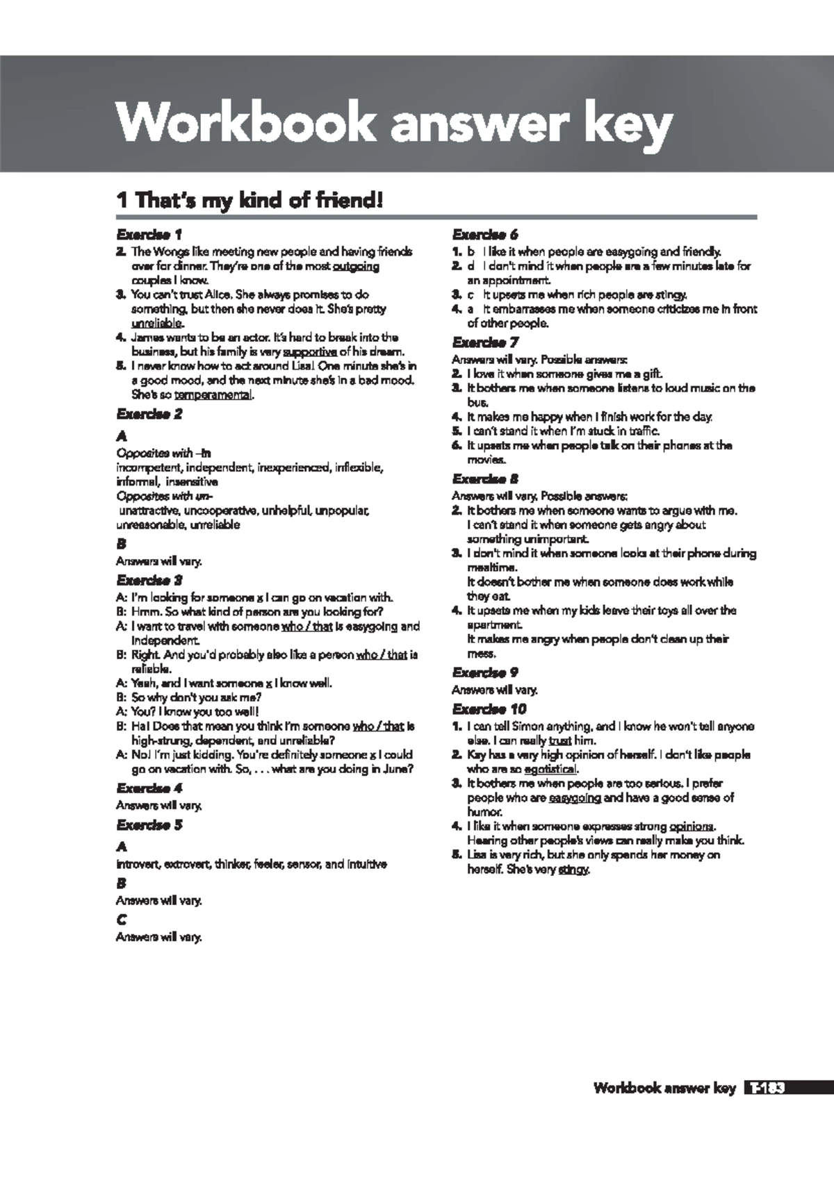 Workbook 3 Interchange - Workbook answer key 1 That's what friends are ...