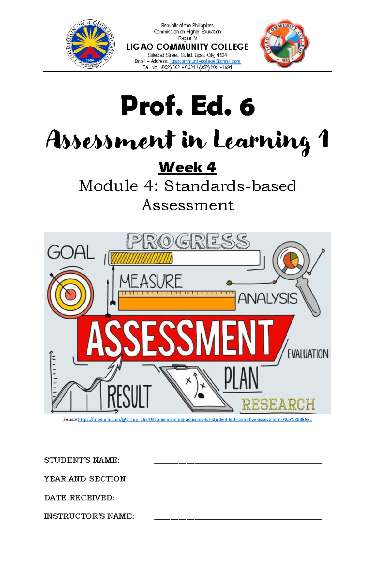 Module 4 Assessment: Standards-Based Learning in Ed. 6 (Week 4) - Studocu