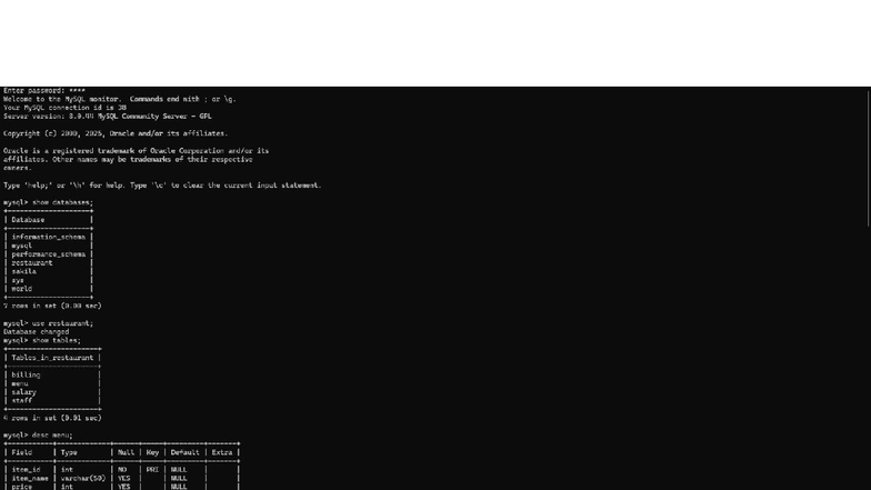 MySQL Database Management for Restaurant - JIH - Studocu