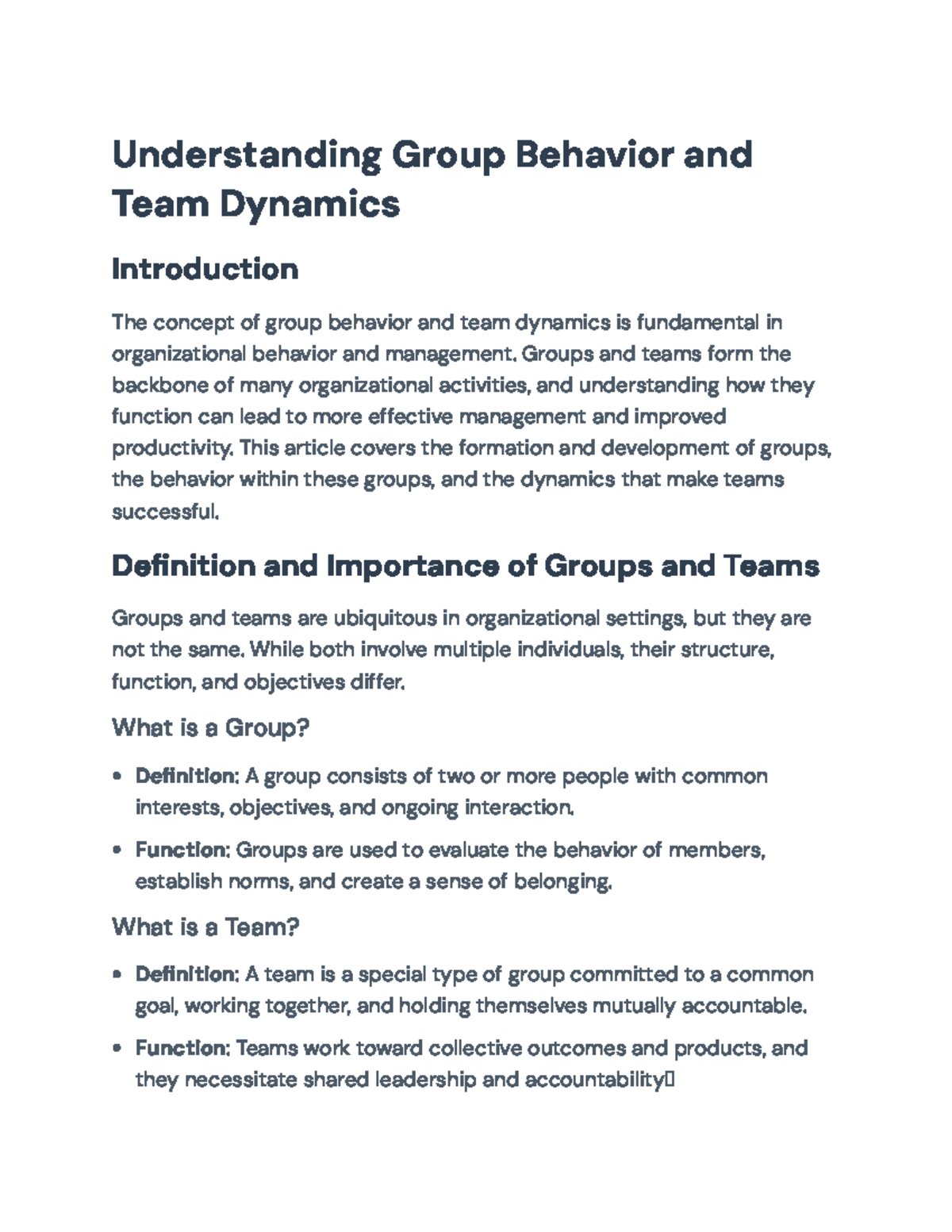 Understanding Group Behavior and Team Dynamics in Organizations ...