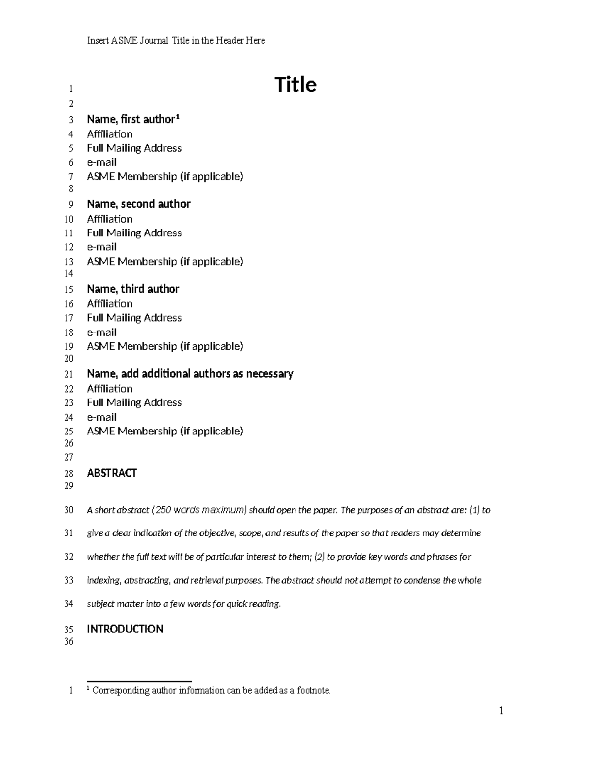 ASME Journal Submission Template Guidelines for Authors - Studocu