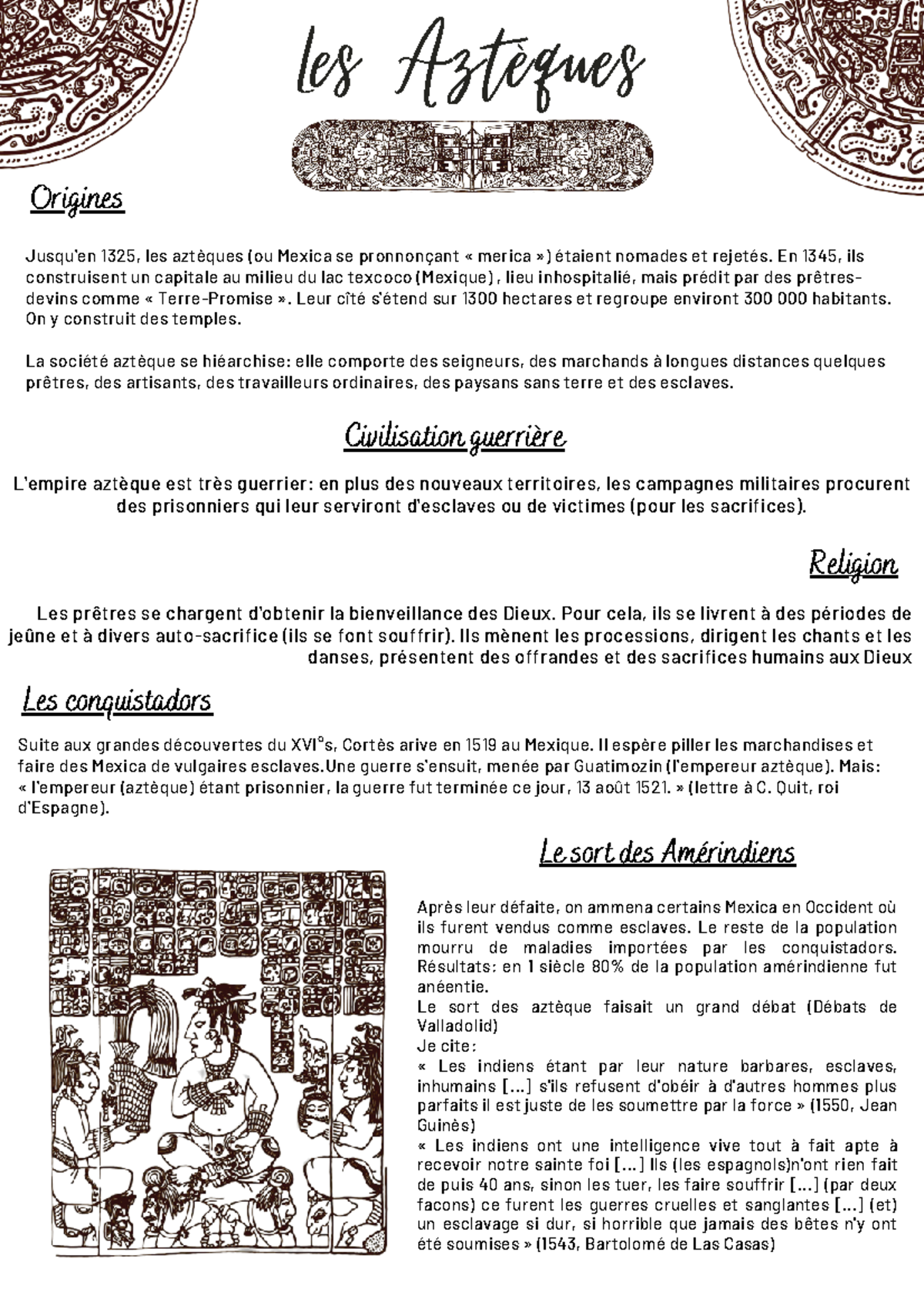 Fiche de cours CHIST101 sur Les Aztèques: Religion et Civilisation ...