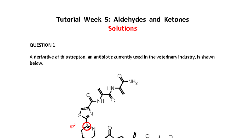CHM1022 Week 5 Worksheet Solutions: Aldehydes & Ketones - Studocu