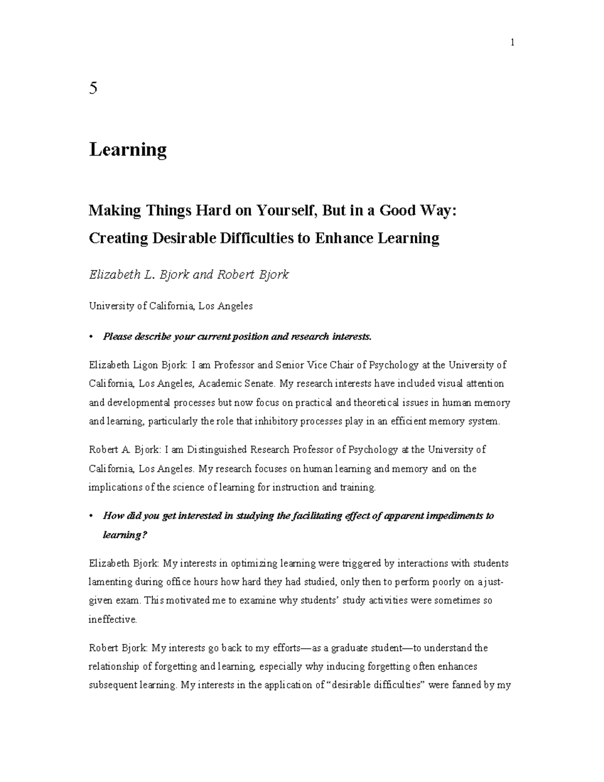 Creating Desirable Difficulties for Enhanced Learning: Insights from ...