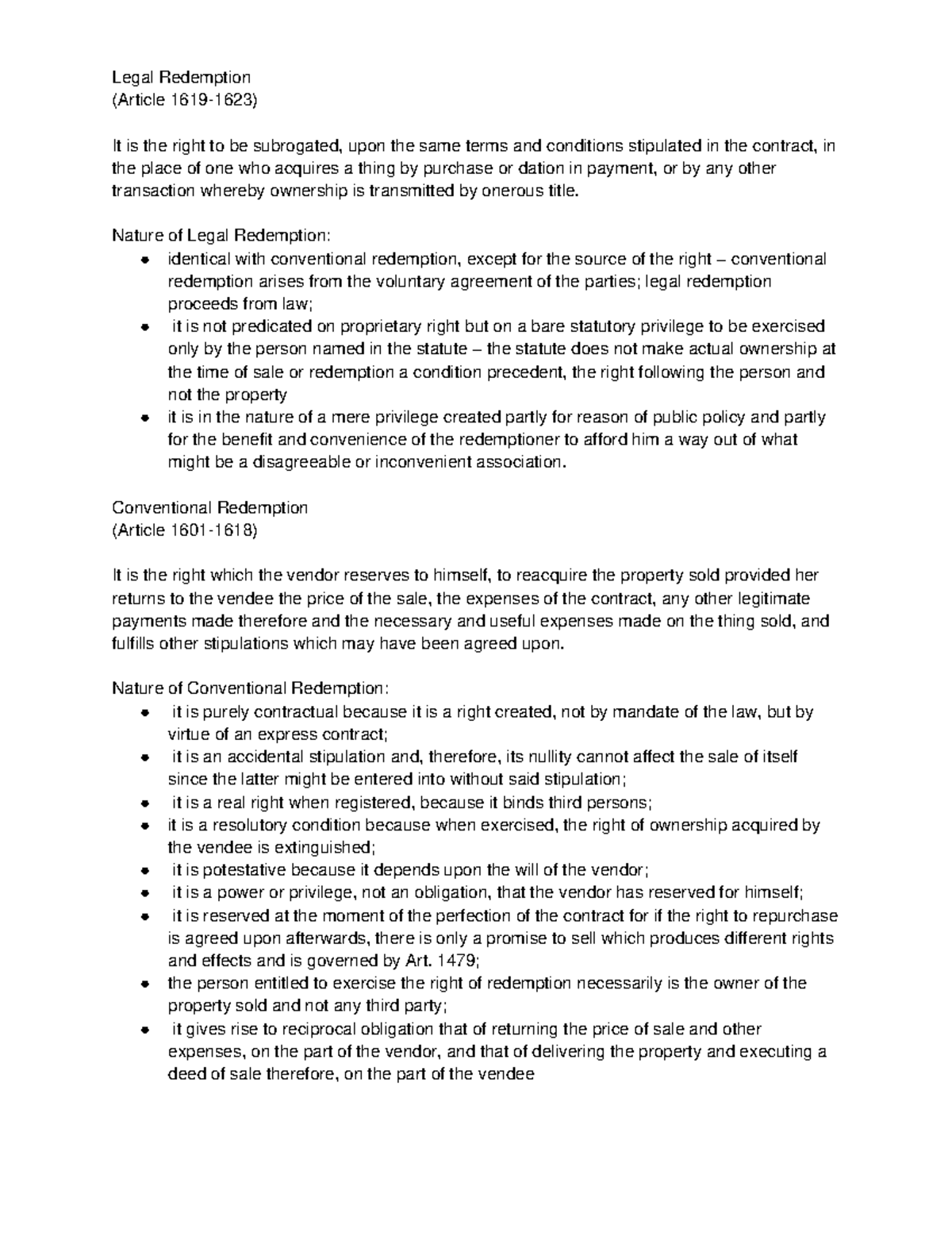 Legal vs Conventional Redemption: Key Concepts & Differences - Studocu