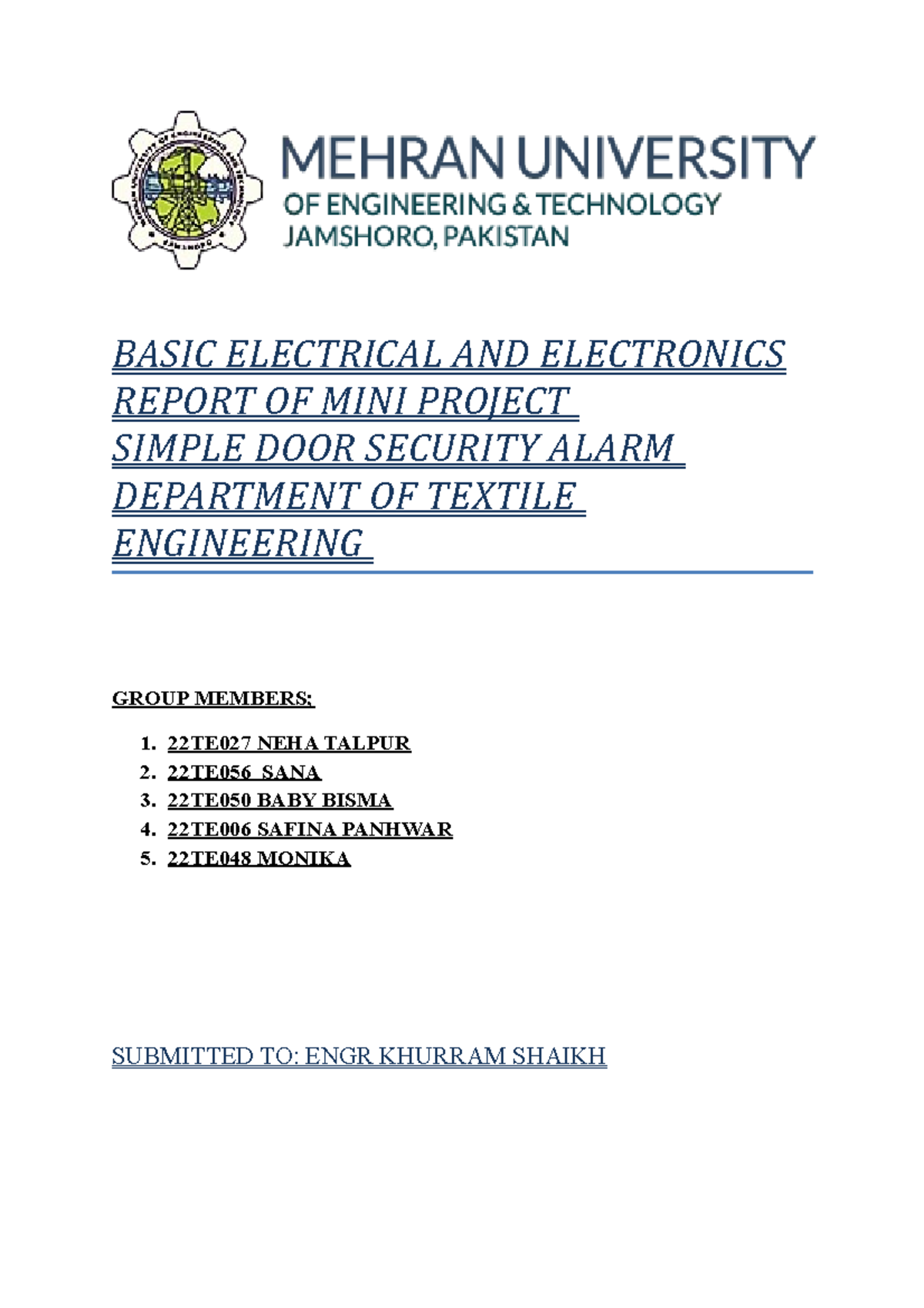 Basic Electrical AND Electronics - BASIC ELECTRICAL AND ELECTRONICS REPORT OF MINI PROJECT ...