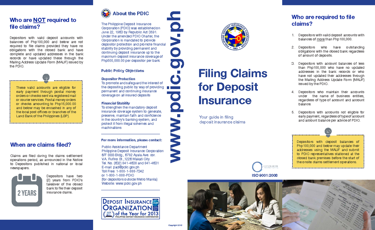Filing Claims for Deposit Insurance with PDIC Guidelines - Studocu