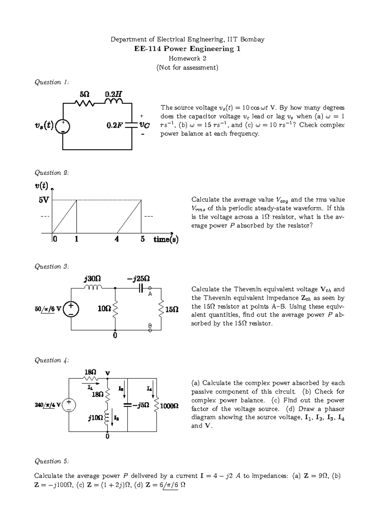 EE114 Homework 2: Power Engineering Solutions and Analysis - Studocu