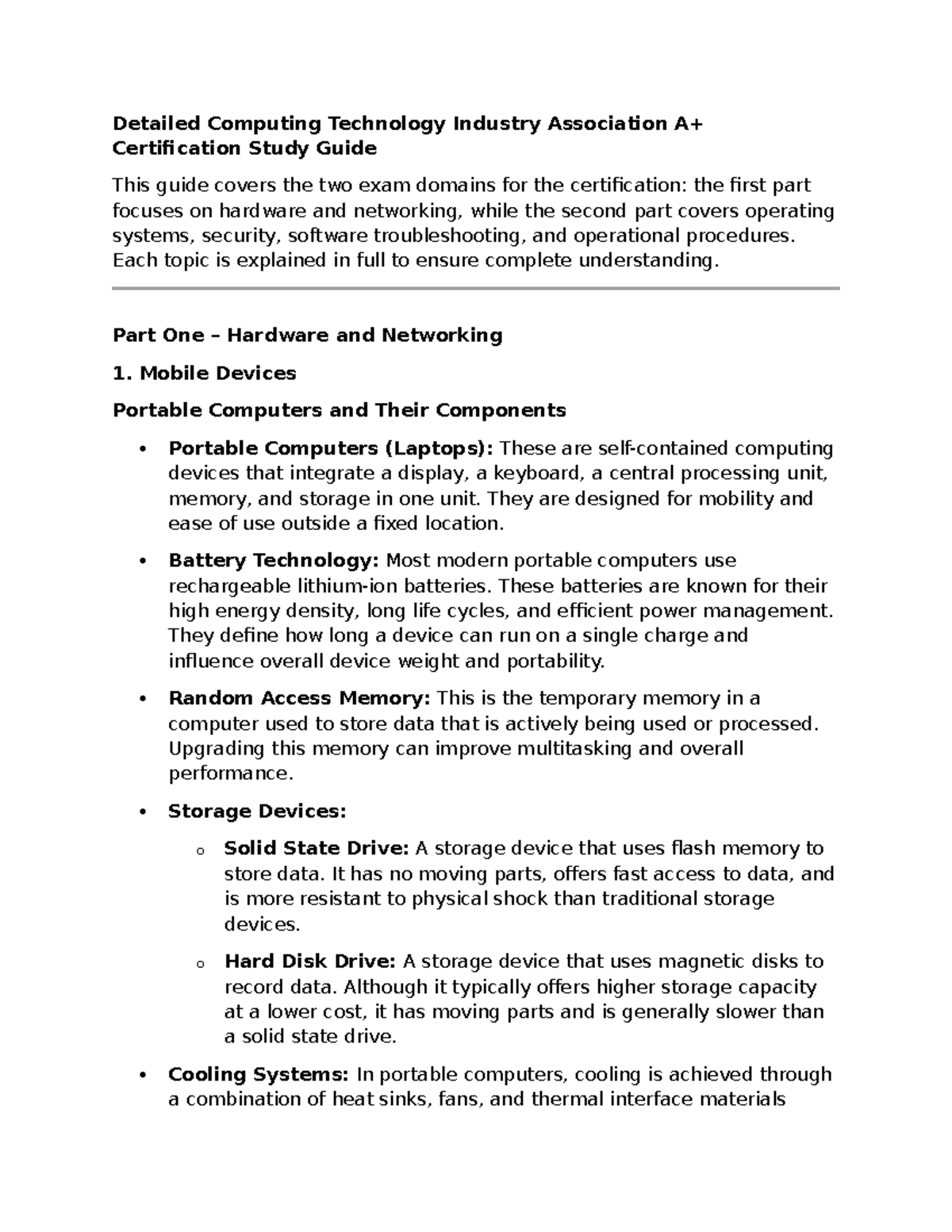 CompTIA A+ Certification Study Guide: Hardware & Networking Focus - Studocu