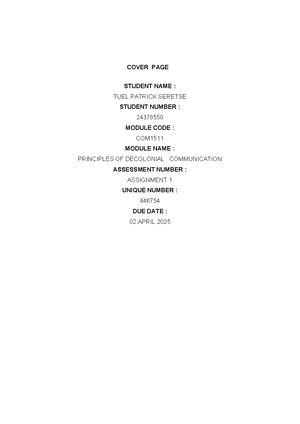[Solved] how to reference unisa study guide - Principles of decolonial ...