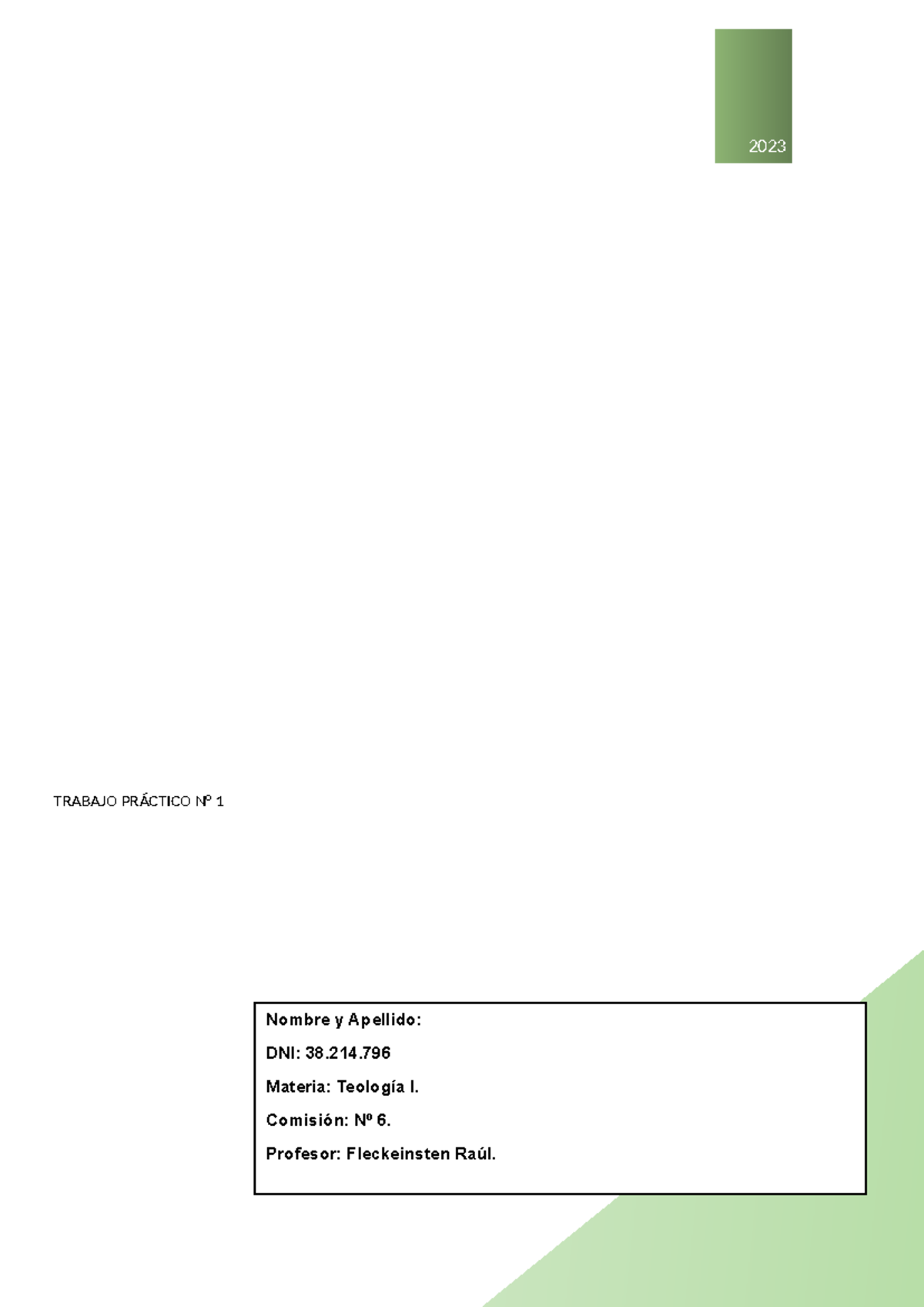 Trabajo Práctico 1 - Teología I: Análisis del Impacto Religioso en la ...