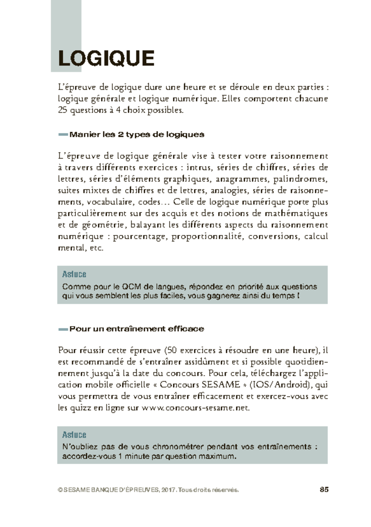 Concours SESAME 2017 : Guide Logique et Préparation Efficace - Studocu