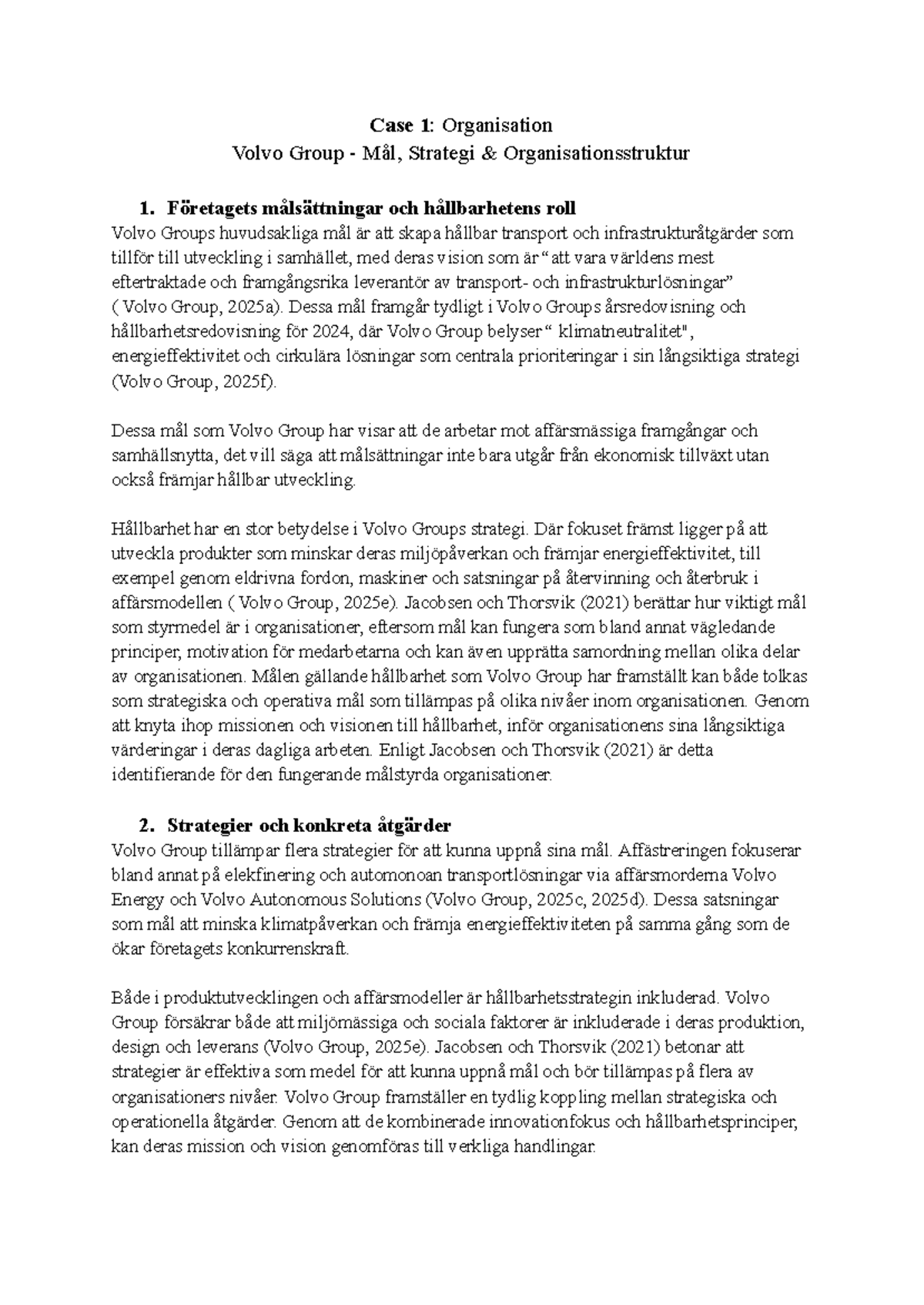 Case Study: Volvo Group's Goals, Strategies, and Organizational ...