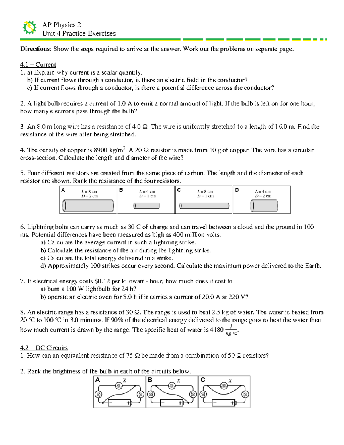 Unit 4 Exercises - Unit 4 questions - AP Physics 2 Unit 4 Practice ...