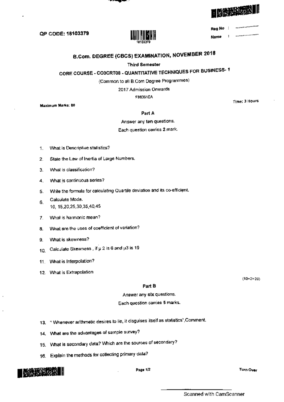 Bcom 3 sem quantitative techniques for business 1 18103379 nov 2018 ...