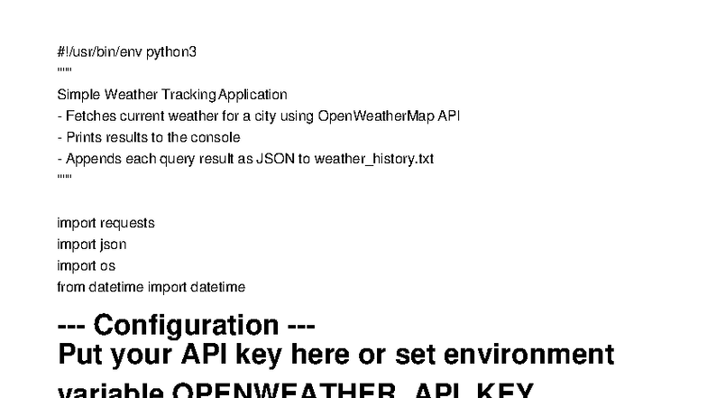 Python3 Weather Tracking App: Fetch & Save Weather Data - Studocu