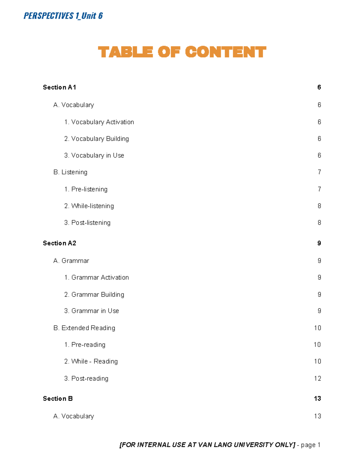 Unit 6 - Supplementary Materials - Perspectives 1 (Student Version ...