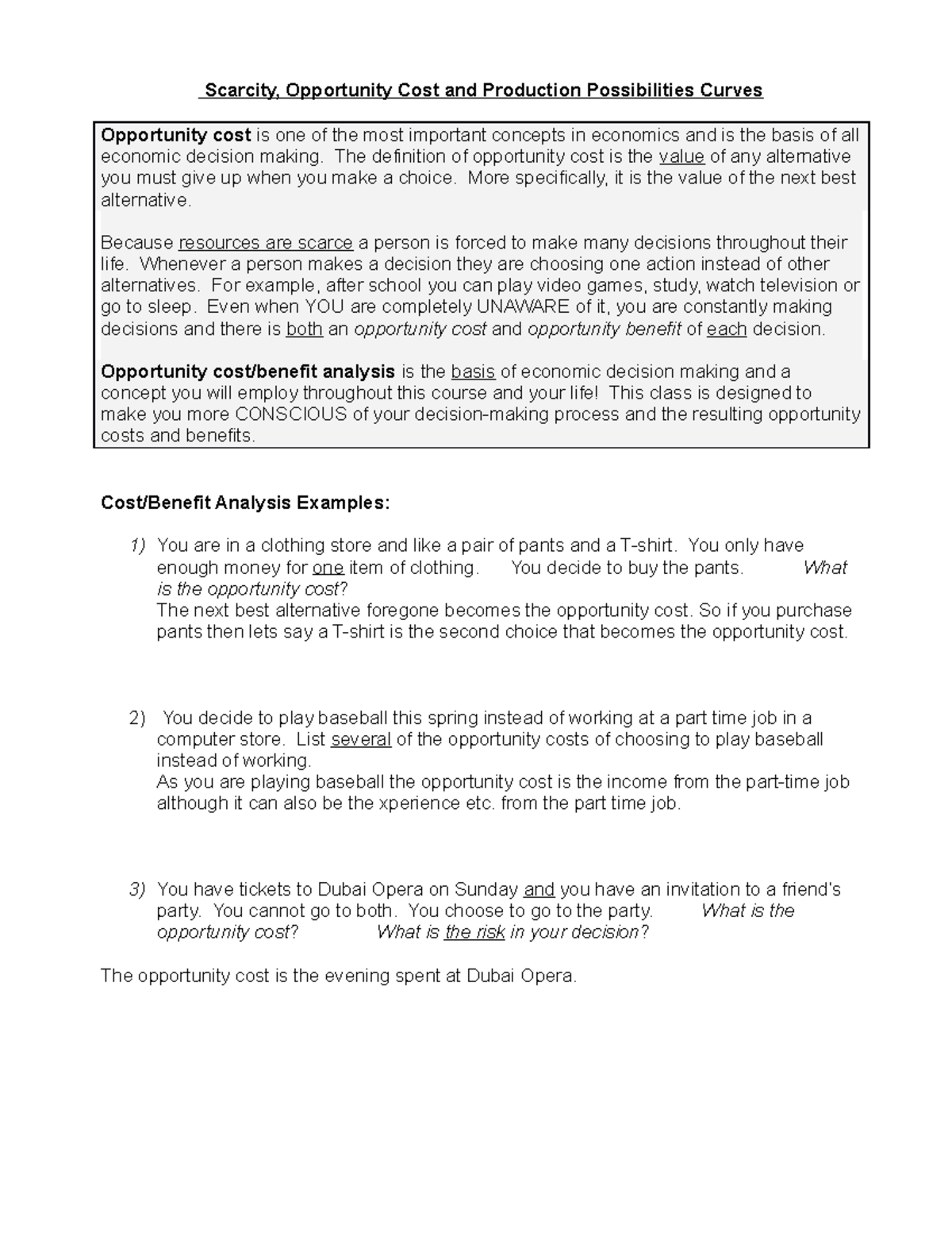 Homework Answers: Scarcity, Opportunity Cost & PPC (ECO101) - Studocu