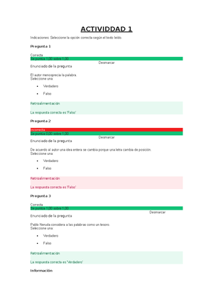 Actividad 13 - Cuestionario - Español General EG011 - Área personal - Cursos - EN CURSO ...