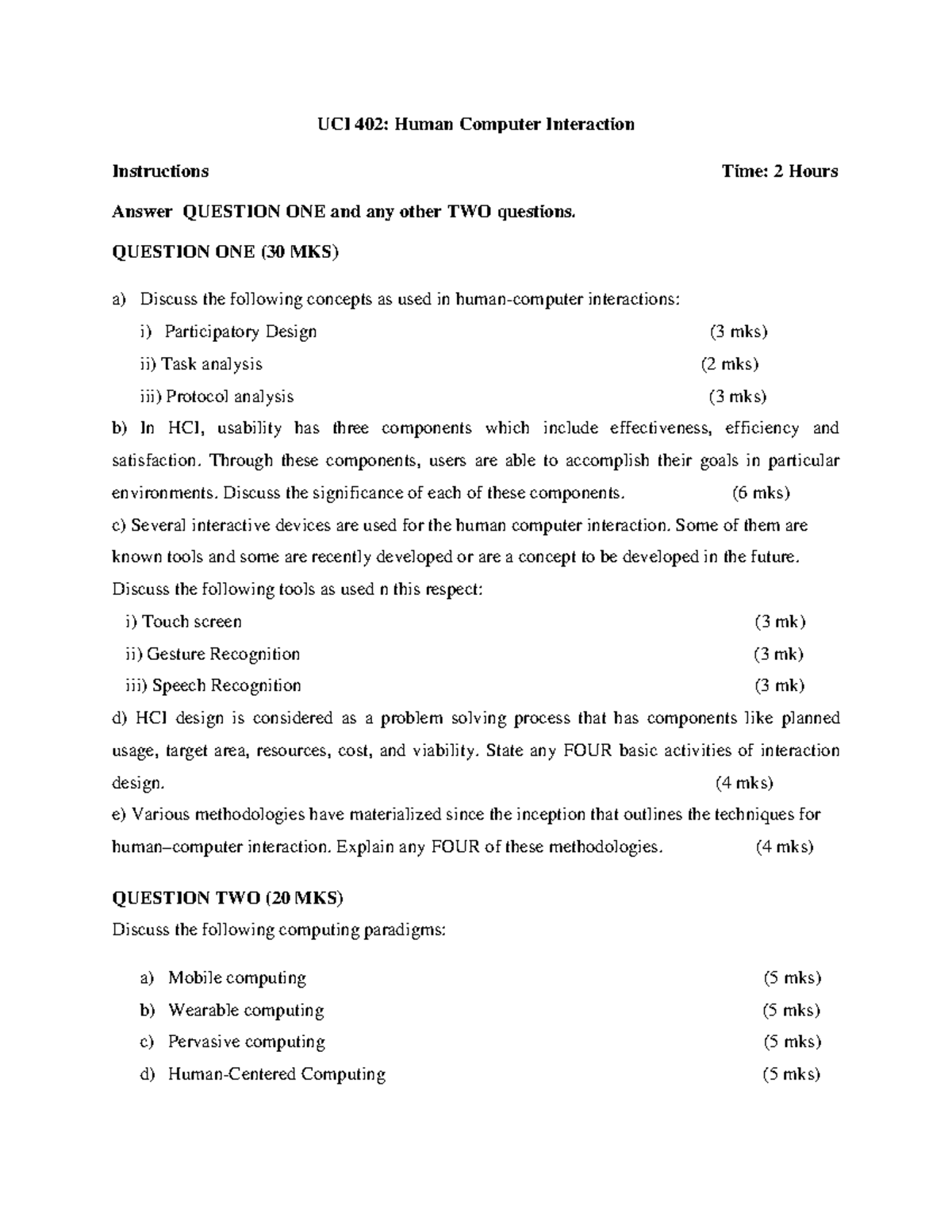 UCI 402: HCI Exam Instructions and Key Concepts Overview - Studocu