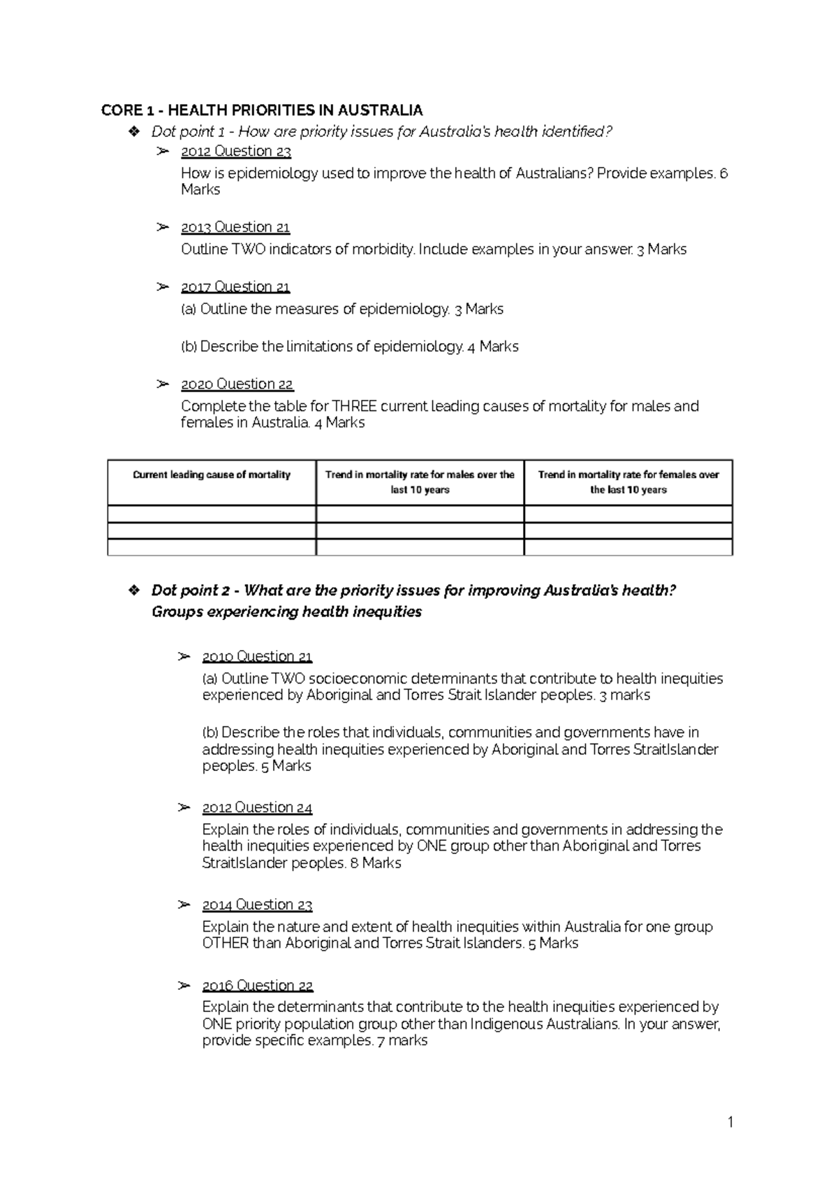 HSC PDHPE Revision Questions: Health Priorities & Performance Factors ...