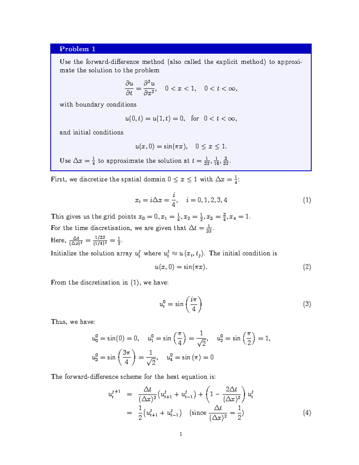APM37W1 Lecture Unit 6: Explicit Method for Heat Equation Approximation ...