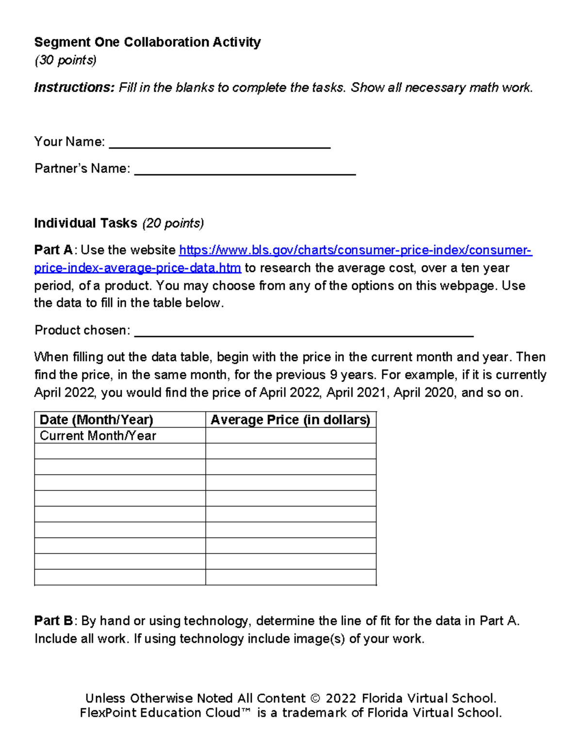 Segment One Collaboration Activity (30 pts) - Math Work & Research ...