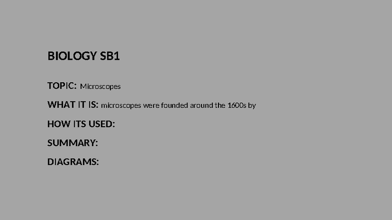Biology SB1 Revision: Microscopes, Enzymes & Transport Mechanisms - Studocu