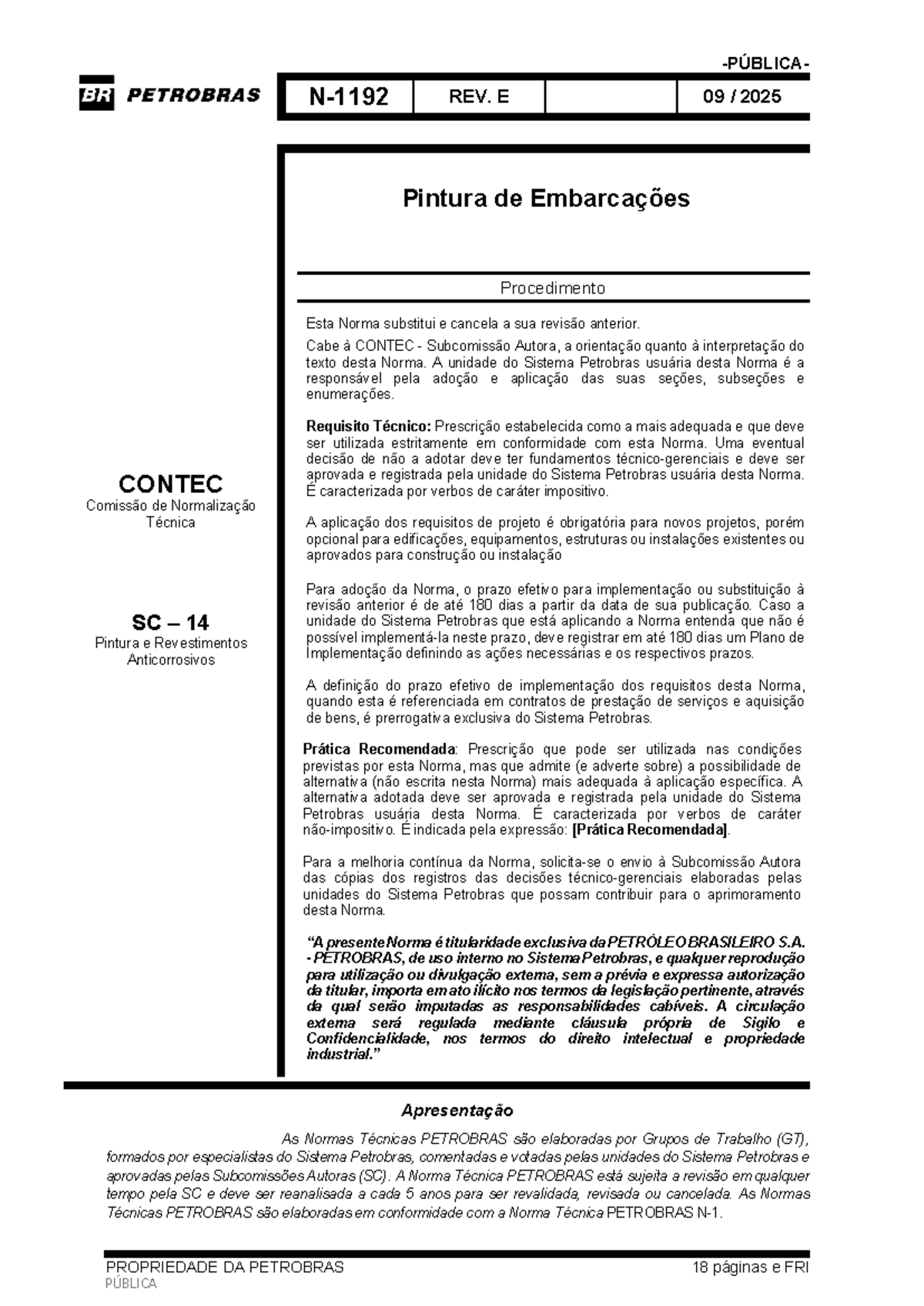 N-1192 - Norma Técnica REV. E 2025: Pintura de Embarcações - Studocu