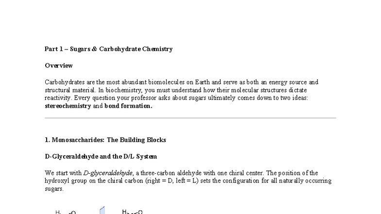 M3 Review: Carbohydrate Chemistry, Nucleic Acids, and Enzymatic ...